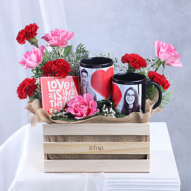 Buy/Send Roses and Personalised Mug Hamper Online- FNP