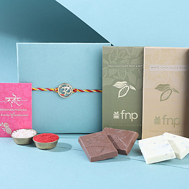 Buy/Send Sneh Designer Om Rakhi with FNP Chocolate Online- FNP
