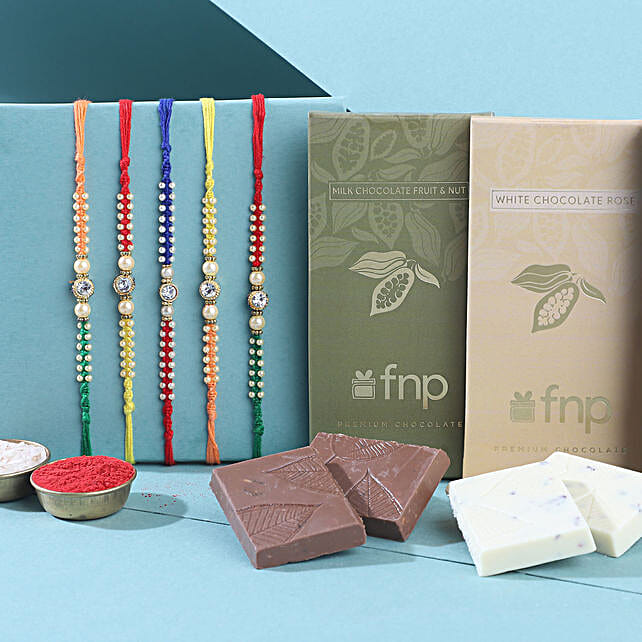 Buy/Send Sneh Ethnic Meenakari Rakhi Set & FNP Chocolate Online- FNP