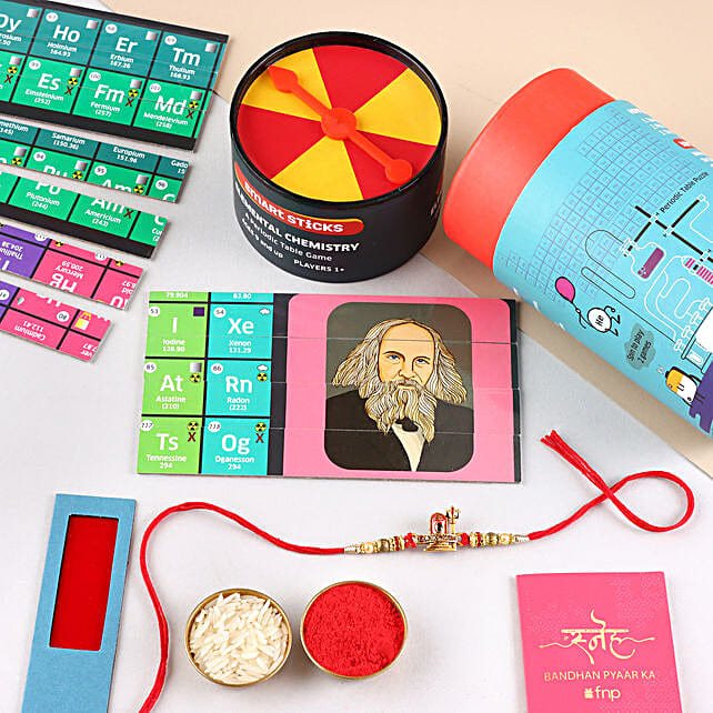 Buy/Send Meenakari Rakhi & Smart Sticks Elemental Chemistry Gift Set Online- FNP