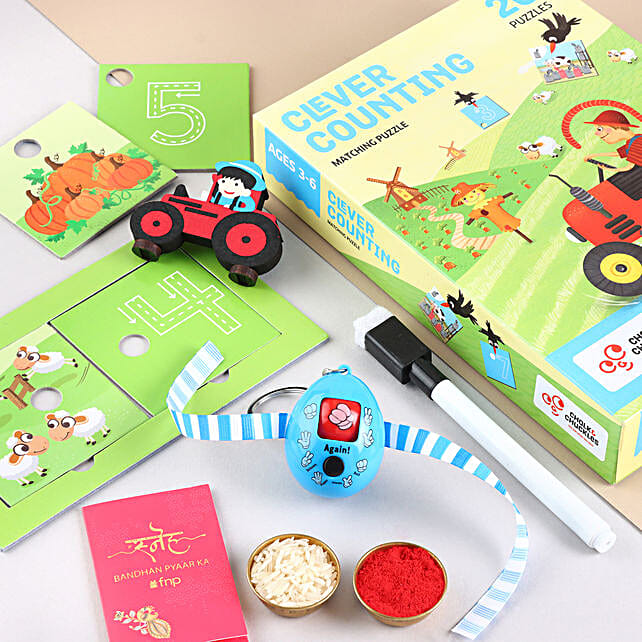 Buy/Send Push-Button Rakhi & Puzzle Game Gift Set Online- FNP
