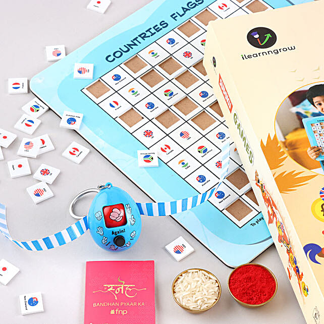 Buy/Send Push Button Rakhi & Sudoku Game Gift Hamper Online- FNP