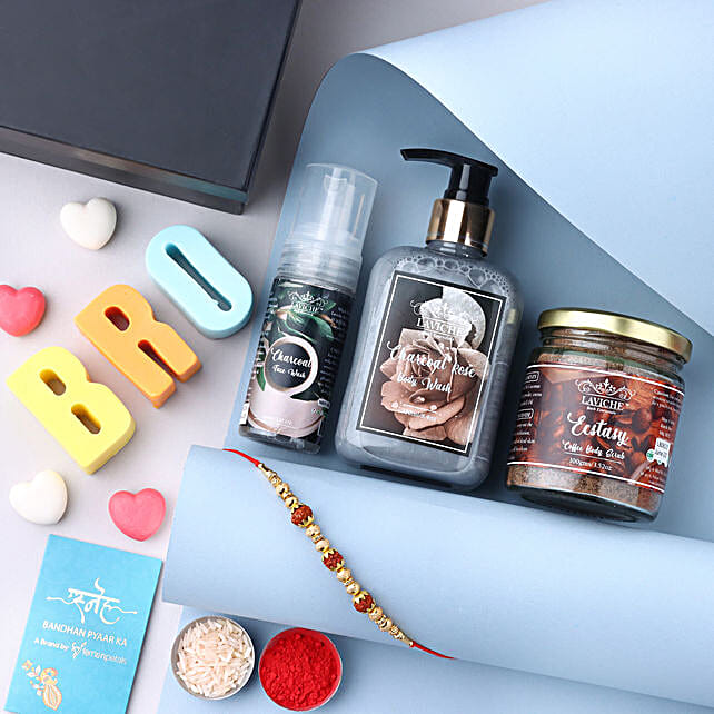 Buy/Send Sneh Meenakari Rakhi & Bath Essential Kit For Bro Online- FNP