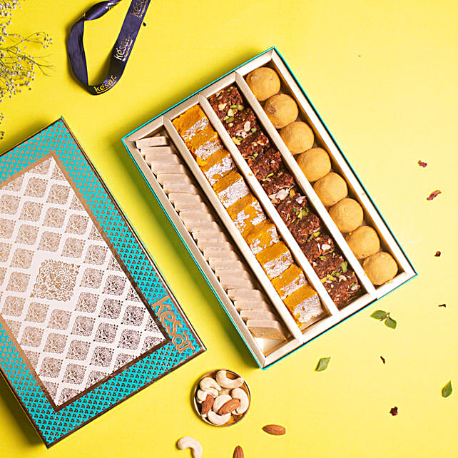 Buy/Send Pearl Rose & Peacock Desi Indian Assorted Sweet Box Online- FNP