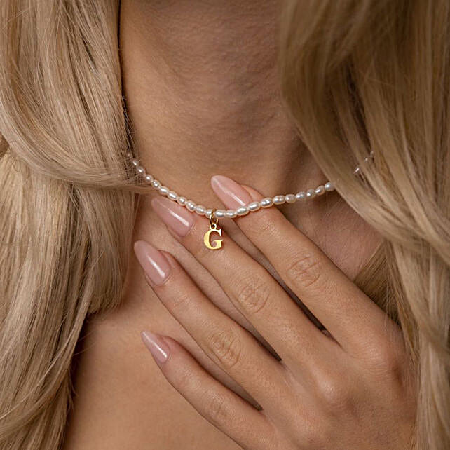 Buy Send Personalised Dainty Pearl Initial Necklace Online Fnp