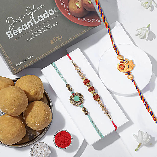Buy/Send Sneh Brotherly Love Rakhi Set & Besan Laddoo Box Online- FNP