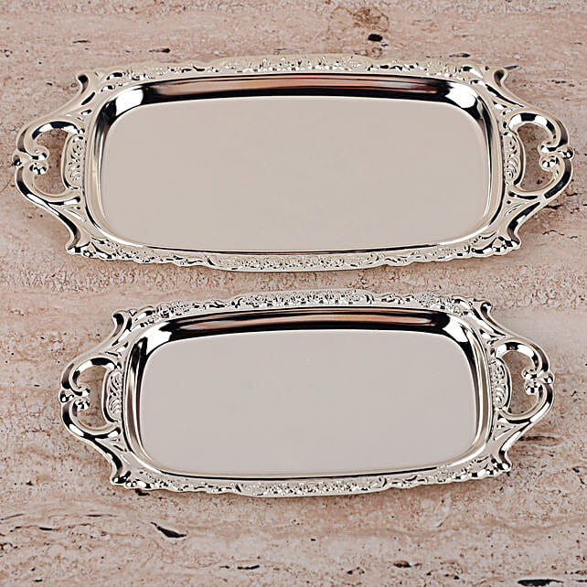 Buy/Send Sleek Chrome Metal Tray Set Online- FNP