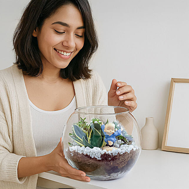 Buy/Send Jade N Milt Sansevieria Plant Glass Vase Terrarium Online- FNP