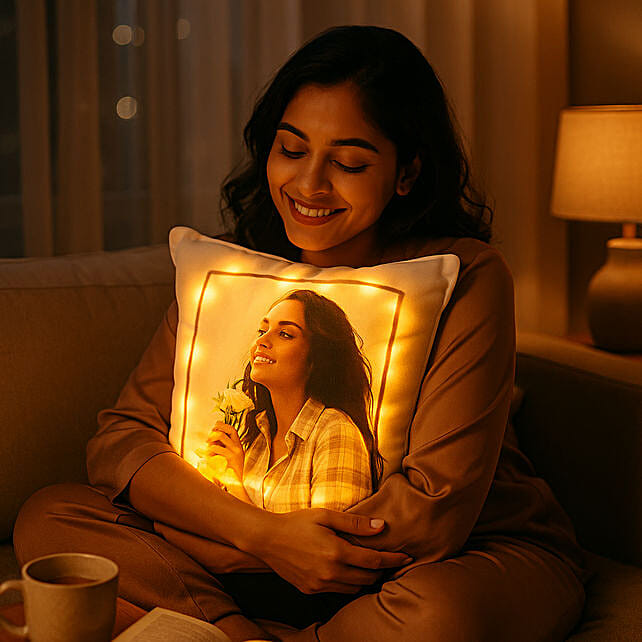 Buy/Send Personalised Cool Yellow LED Cushion Online- FNP