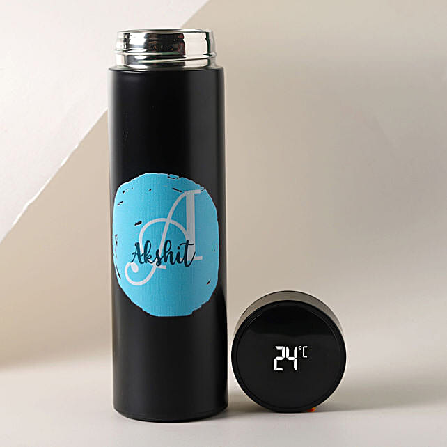 Buy/Send Personalised Black LED Temperature Bottle Online- FNP