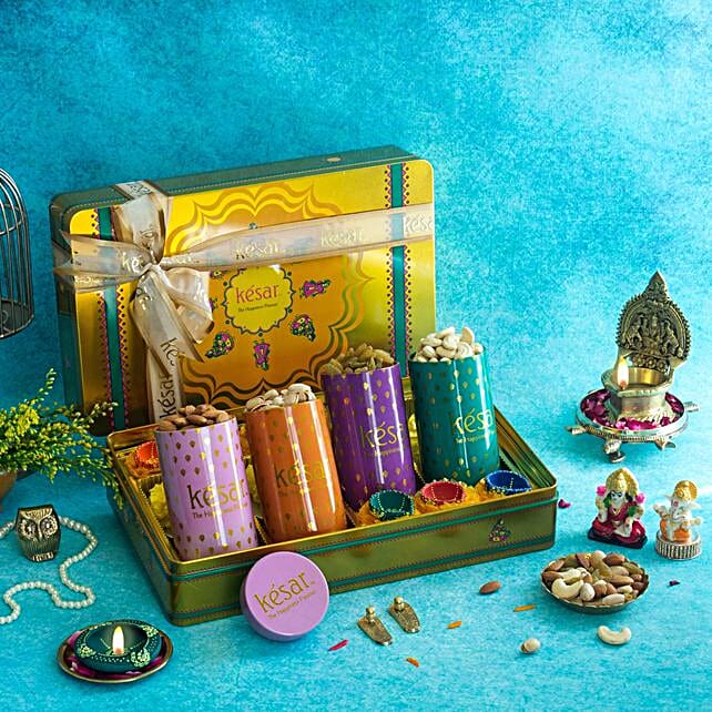 Buy/Send Kesar Vibrant Glow Diwali Gift Tin Box Online- FNP