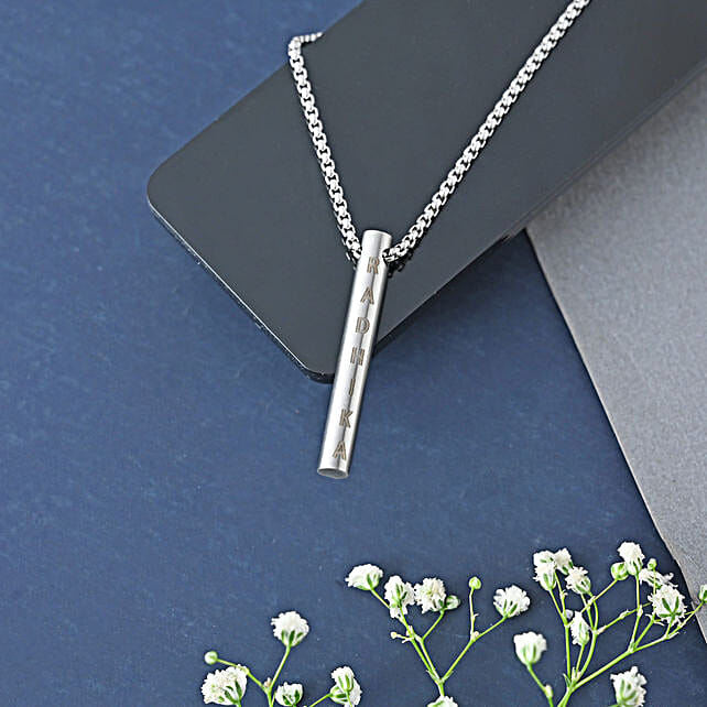 Buy/Send Personalised Silver Neck Chain With Round Pendant Online- FNP