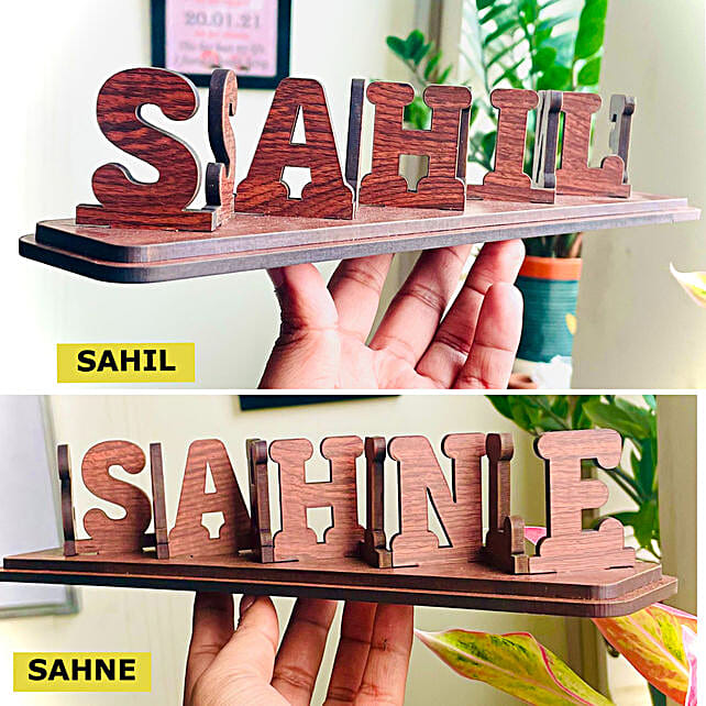 Buy/Send STYLISH Personalised Double Side Flip Wooden Name Online- FNP