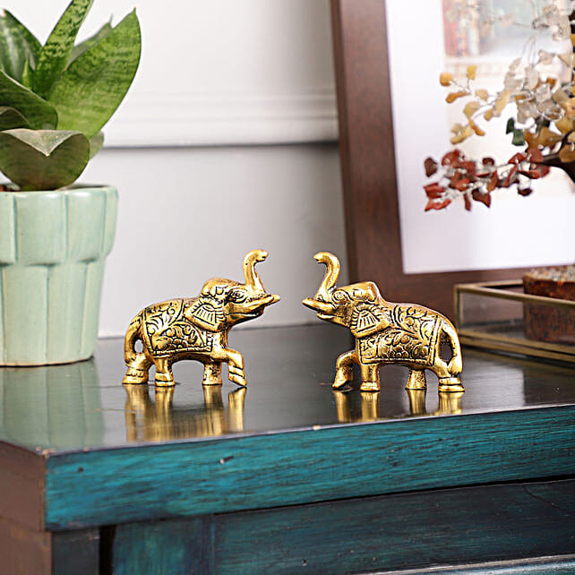 Buy/Send Regal Golden Elephant Set Online- FNP