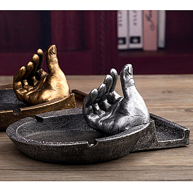 Buy/Send Hand Ashtray & Mobile Holder - Gold Online- FNP