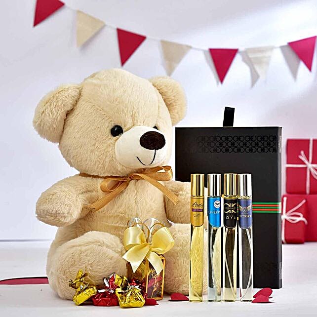 Buy/Send Teddy & Fragrance Extravaganza For Her Online- FNP