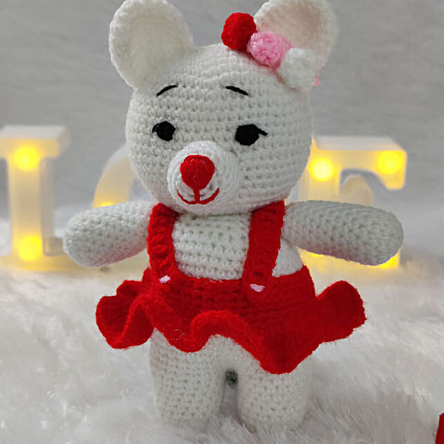 Buy/Send Love Cuddle Crochet Teddy Toy Online- FNP