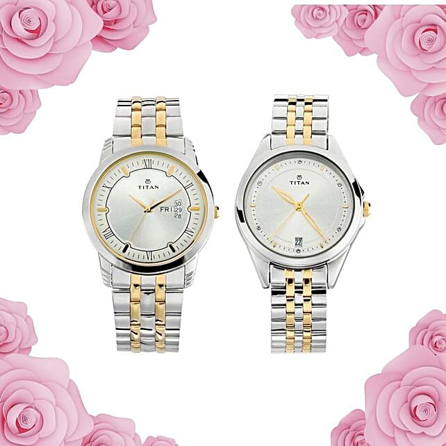 Buy/Send Titan Wedding Bandhan Couple Watch Set Online- FNP