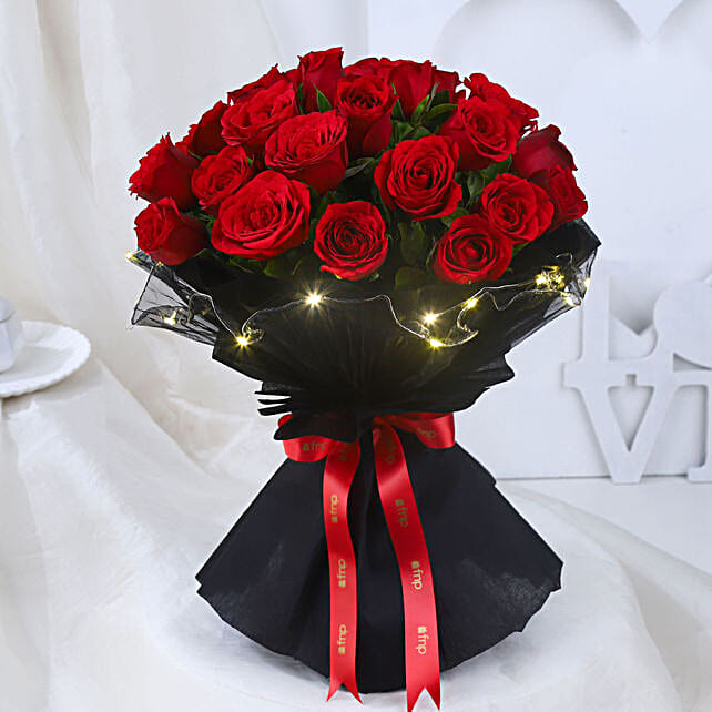 Buy/Send LED Elegance Rose Embrace Bouquet Online- FNP