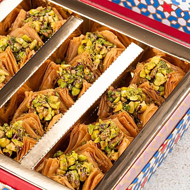 Buy/Send Pistachio Pyramid Baklava Treats Box Online- FNP