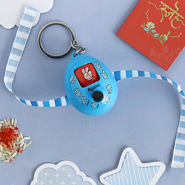 Buy/Send Playful Rock-Paper-Scissors Toy Rakhi- Blue Online- FNP