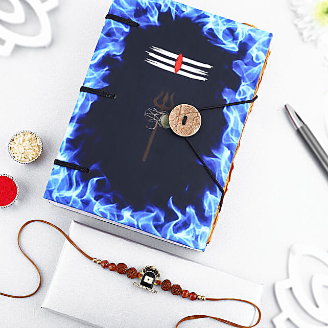Buy/Send Shiva's Charm Rakhi & Handmade Shivling Idol Notebook Online- FNP