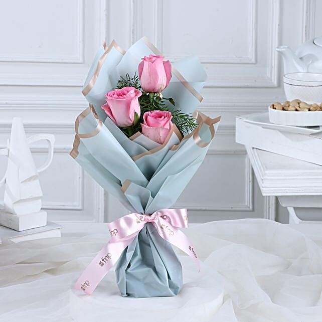 Buy/Send 3 pink roses bouquet Online- FNP