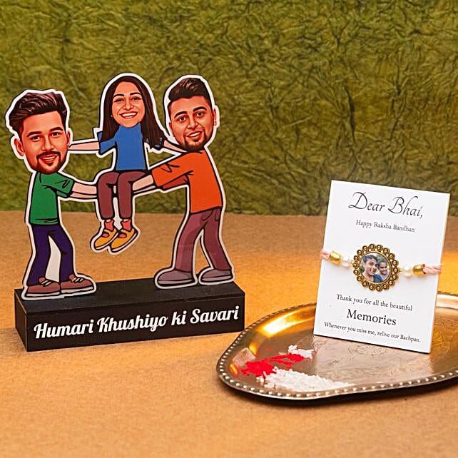 Buy/Send Personalised Photo Rakhi & Caricature Combo Online- FNP