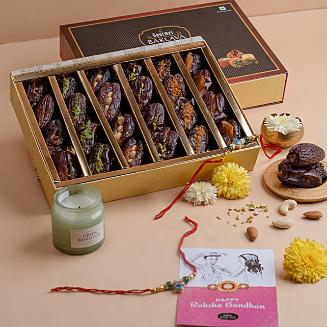 Buy/Send Gourmet Stuffed Dates Rakhi Special Gift Box Online- FNP