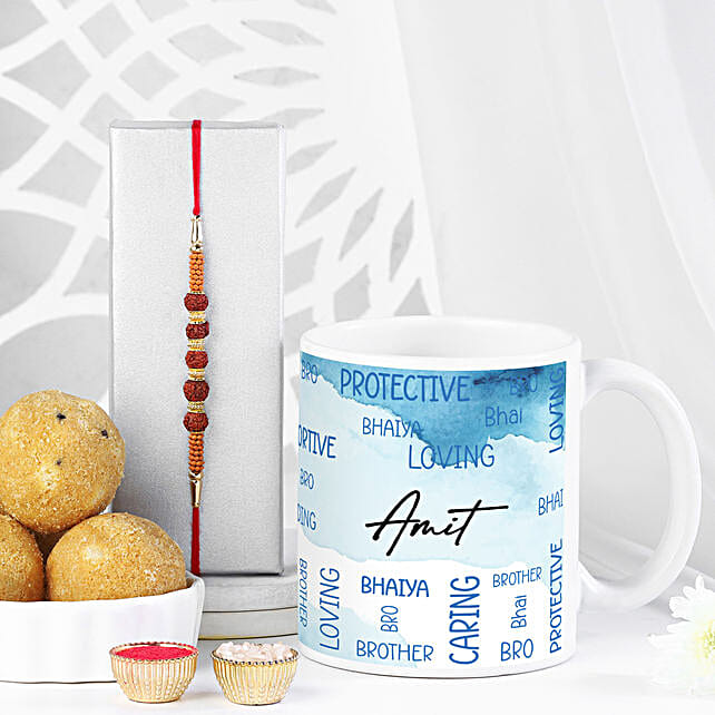 Buy/Send Rudraksha Rakhi & Mug Combo Online- FNP