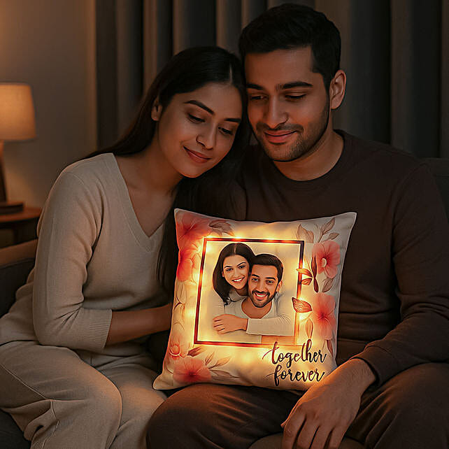 Buy/Send Personalised Love Affair LED Cushion- Hand Delivery Online- FNP
