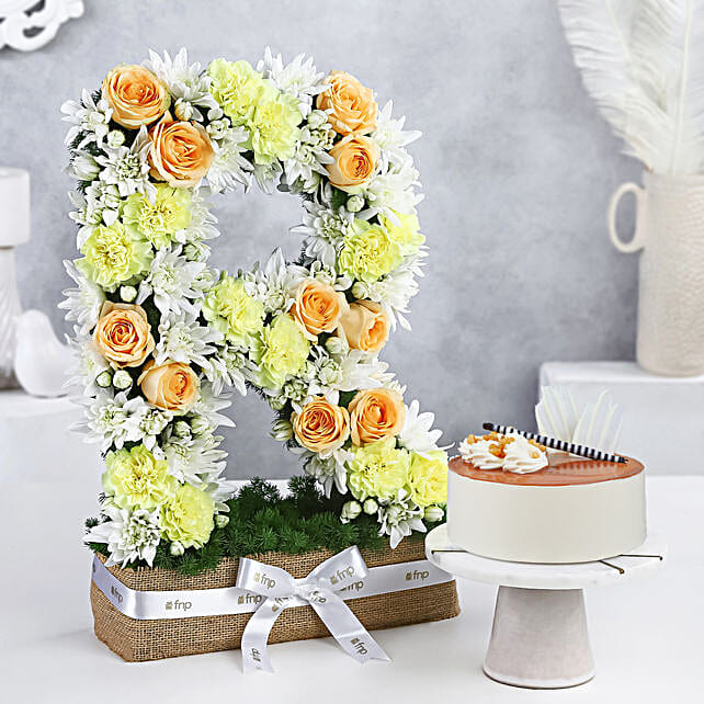 Buy/Send Personalised Alphabet Roses & Butterscotch Cake Online- FNP