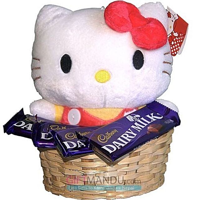 Hello Kitty And Cadbury Dairy Milk Basket nepal | Gift Hello Kitty And ...