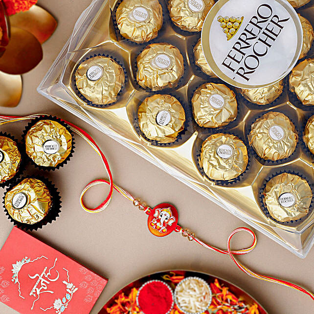 Sculpted Ganesha 3D Rakhi & Ferrero Rocher Gift Set nepal | Gift ...