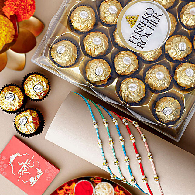 Understated Elegance Rakhi Bundle & Ferrero Rocher Delight nepal | Gift ...