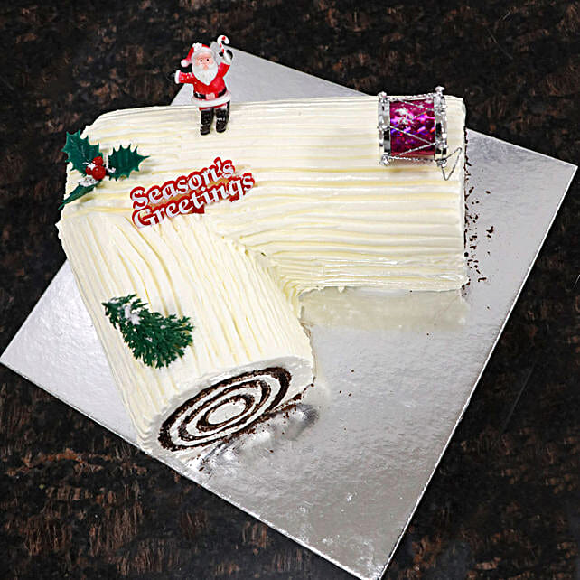 Large Vanilla Yule Log Cake qatar | Gift Large Vanilla Yule Log Cake- FNP