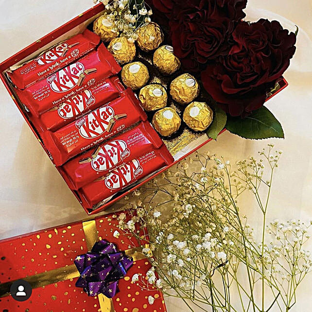 Chocolates And Roses Box qatar | Gift Chocolates And Roses Box- FNP