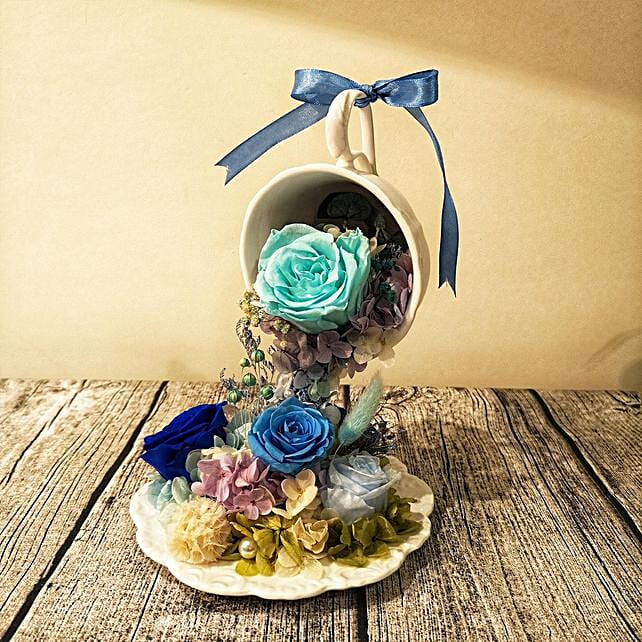 Blue Colour Flower Pouring Tea Cup qatar | Gift Blue Colour Flower ...