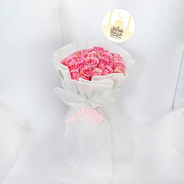 Pink Roses Bouquet for Eid qatar | Gift Pink Roses Bouquet for Eid- FNP