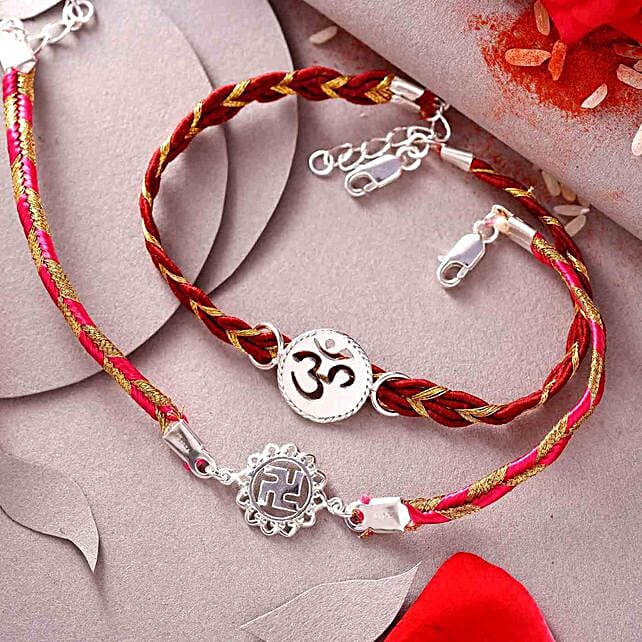 Set Of 2 Traditional Silver Rakhis saudi-arabia | Gift Set Of 2 ...