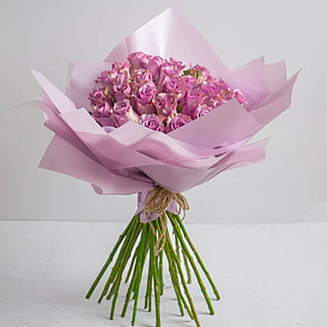 Pink Roses Bouquet in Pink Wrapper saudi-arabia | Gift Pink Roses ...