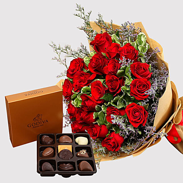 Red Roses and Godiva Chocolate Box singapore | Gift Red Roses and ...