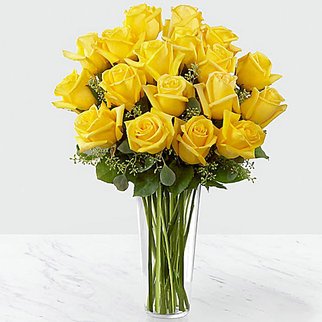 Vase Of Sunshine Yellow Roses singapore | Gift Vase Of Sunshine Yellow ...
