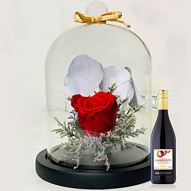 Lovely Red Forever Rose With Tesco Red Wine singapore | Gift Lovely Red ...