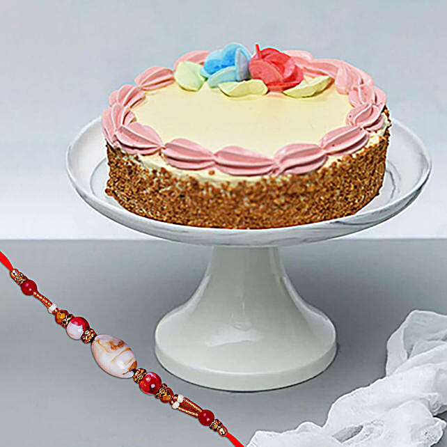 Butter Sponge Cake With Designer Shell Rakhi singapore | Gift Butter ...