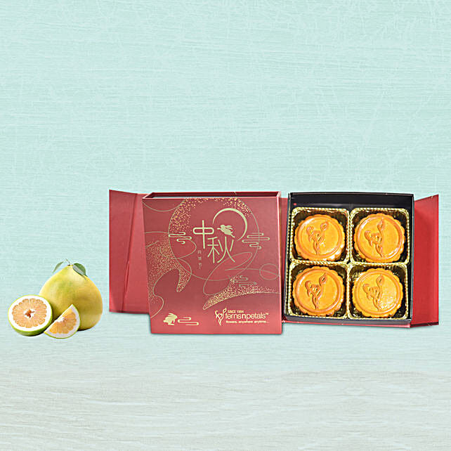 Pure Lotus Paste Mooncake With 6 Pcs Pomelo Fruit singapore | Gift Pure ...