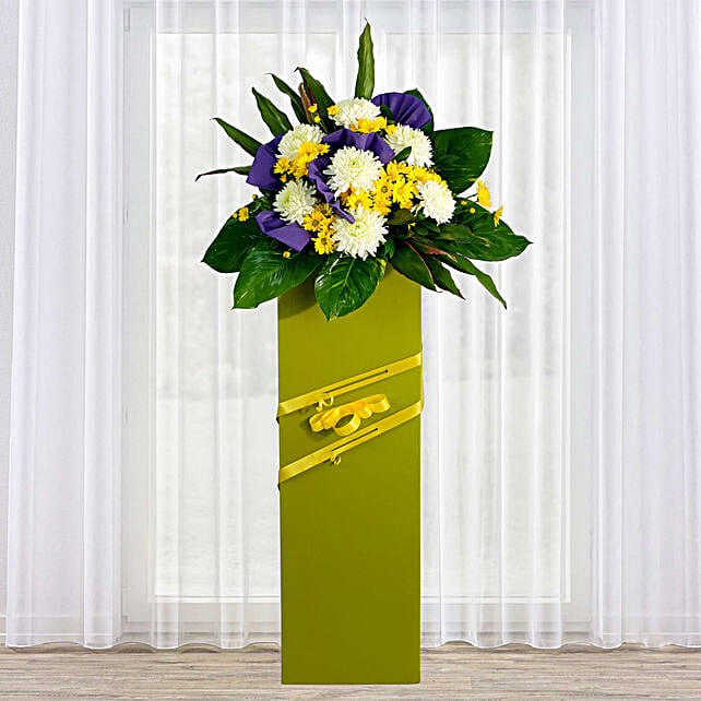 Reverence Condolence Mixed Flowers Green Stand singapore | Gift ...