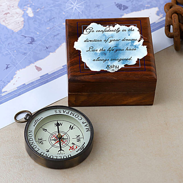 Dolland Compass With Personalised Wooden Box thailand | Gift Dolland ...