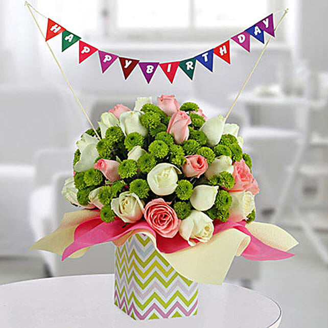 Colorful Birthday Flower Arrangement uae | Gift Colorful Birthday ...