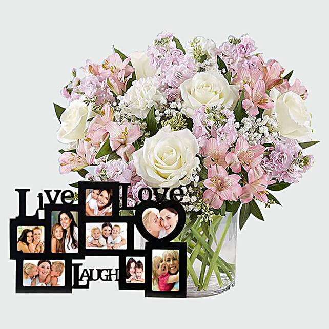 White Roses and Personalised Frame uae | Gift White Roses and ...